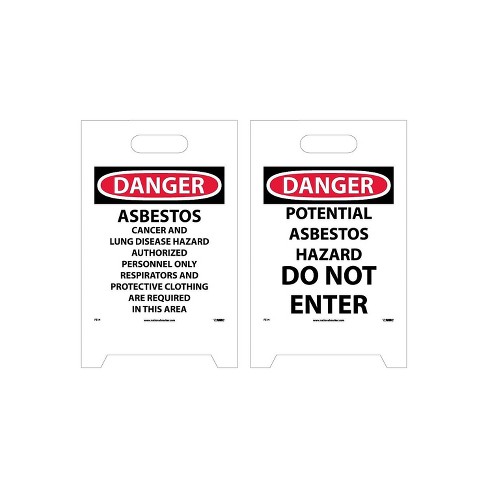 National Marker Floor Signs; Dbl Side Danger Asbestos . . .danger ...