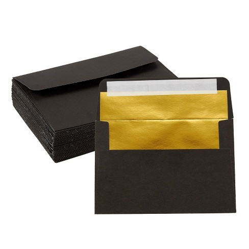 Best Paper Greetings 50 Pack Black 4x6 Envelopes With Gold Lining For ...