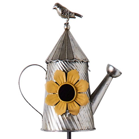 The Lakeside Collection Metal Birdhouse Garden Stakes - Yellow : Target