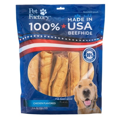 Pet Factory Made In Usa Beefhide Bones Chicken Flavored - 4", 18 Count ...