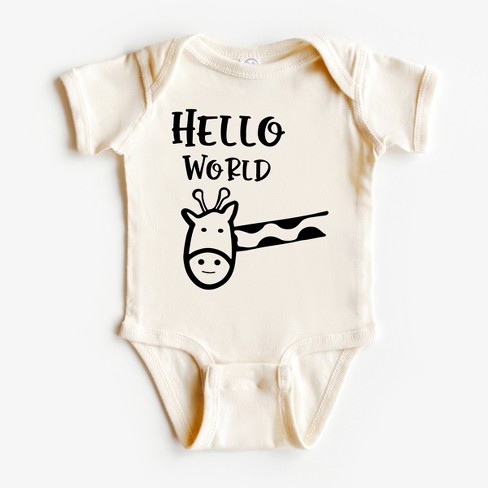 The Juniper Shop Hello World Giraffe Baby Bodysuit - Nb - Natural : Target