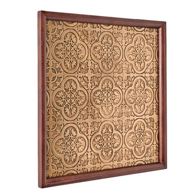 American Art Decor Embossed And Framed Gold Tile Bar Wall Decor : Target