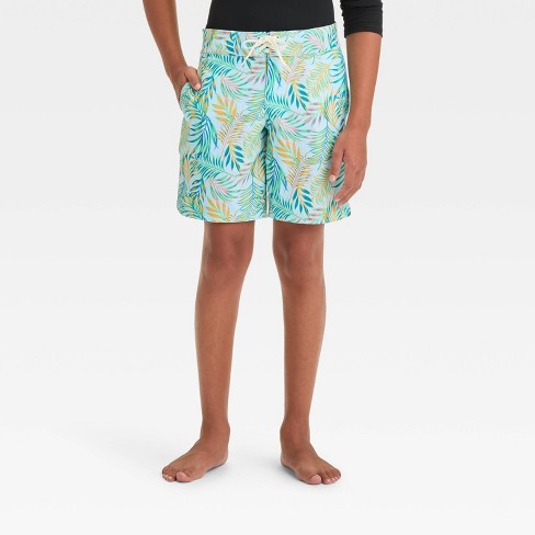 Boys' Palm Tree Printed Swim Shorts - Art Class™ Blue 8 : Target