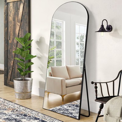 Dabria 64"×21" Floor Mirror, Standing Mirror Smooth Arched Top Mirror ...