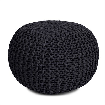 Birdrock Home Round Pouf Foot Stool Ottoman - Charcoal Grey : Target