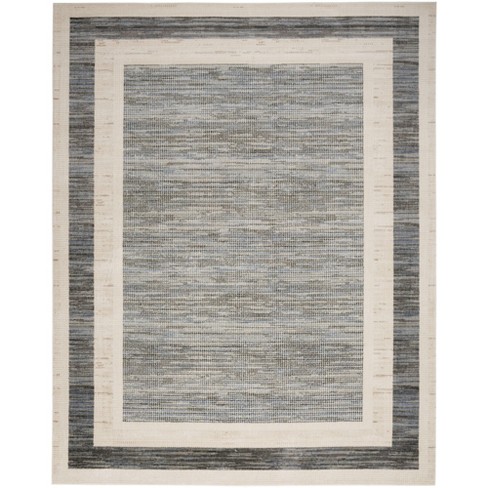 Nourison Serenity Home Modern Bordered Indoor Area Rug Grey Ivory 7'10 ...