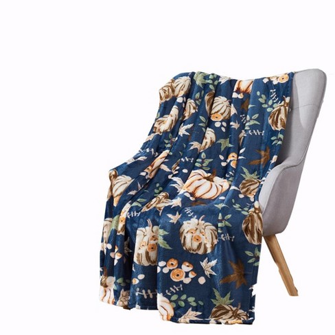 Rt Designer's Collection Harvest Country Pumpkin Printed Flannel Throw ...