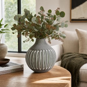 Decorative Round Glass Vase with Cutout Pattern for Home Decor - Tall ...