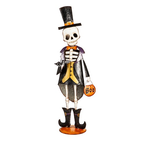 Evergreen 32.25" Formal Skeleton Metal Garden Statue Outdoor Decor For ...