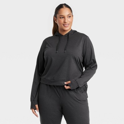 Women's Soft Stretch Hooded Sweatshirt - All In Motion™ Heathered Black ...