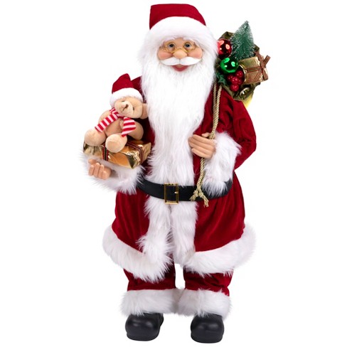 Northlight Standing Santa Claus With Teddy Bear Christmas Figure - 24 ...