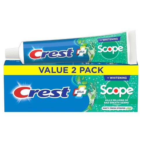 Crest + Scope Complete Whitening Toothpaste, Minty Fresh - 5.4oz/2pk ...