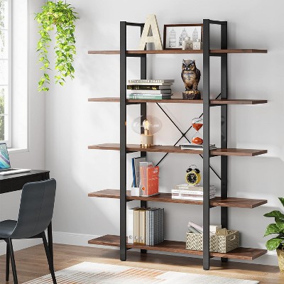 Tribesigns 72" 5-tier Industrial Bookshelf Retro Brown : Target