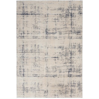 Nourison Rustic Textures Abstract Indoor Area Rug Ivory Blue 5'3" X 7'3 ...
