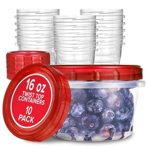 Stock Your Home 16oz Plastic Containers with Red Twist Top Lids (10 ...