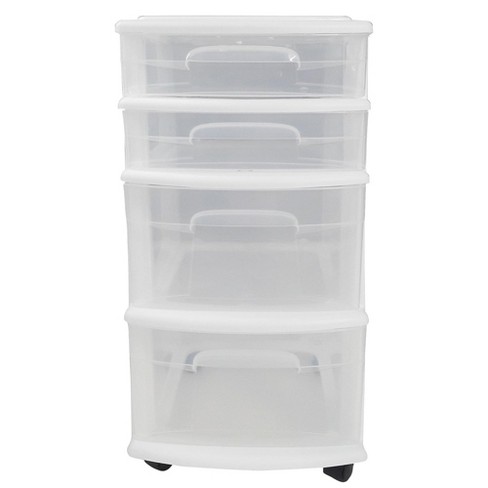 Homz Clear Plastic 4 Drawer Medium Home Organization Storage Container ...