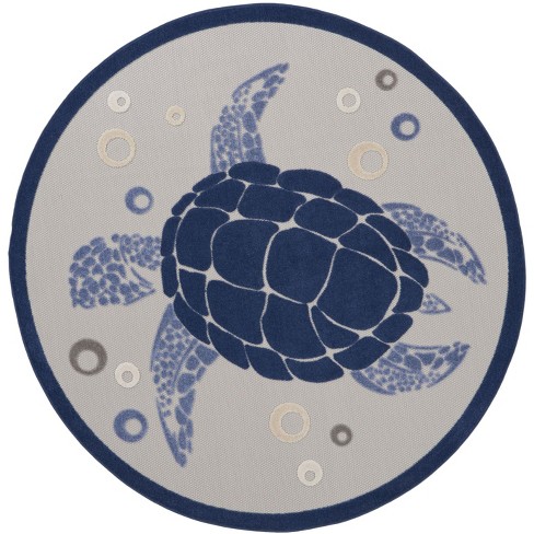Nourison Aloha Turtle Coastal Flatweave High-low Indoor Outdoor Round ...