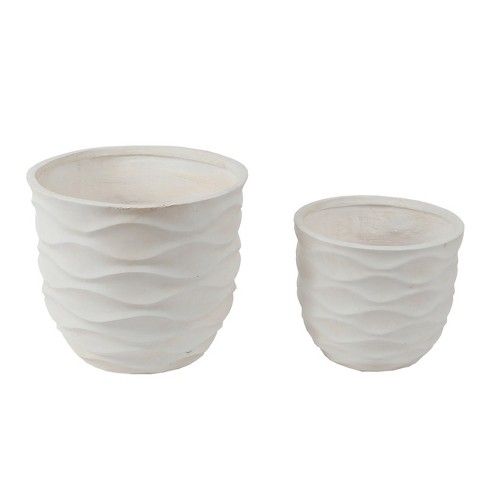 Luxenhome Set Of 2 White Waves Design Mgo Planters : Target
