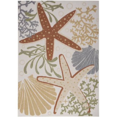 Nourison Aloha Ocean Starfish Indoor/outdoor Area Rug Ivory Multicolor ...