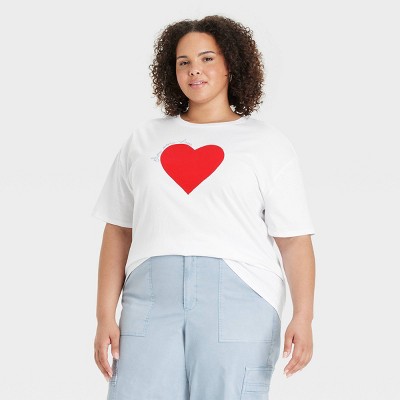 Women's Valentine's Day Oversized Short Sleeve Graphic T-shirt ...