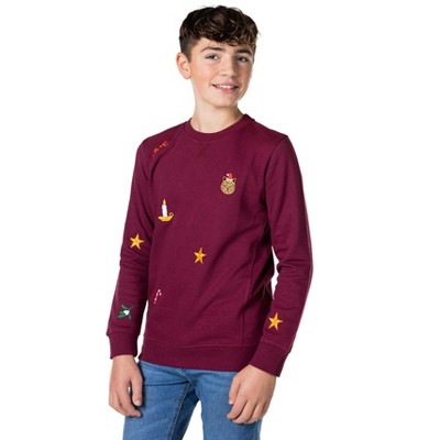 Opposuits Deluxe Teen Boys' Christmas Sweaters - X-mas Icons - Burgundy ...