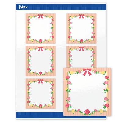 Avery® Glossy 3" x 3" Labels, Gold Frame w/Roses, 60ct : Target