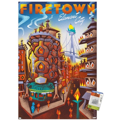 Trends International Disney Pixar Elemental - Firetown Unframed Wall ...