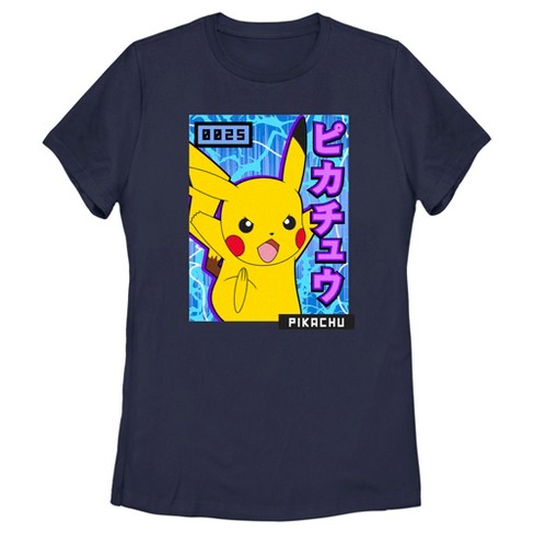 Women's Pokemon Pikachu Blue Lightning T-shirt - Navy Blue - Large : Target