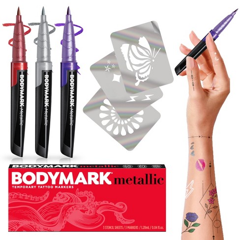 Bodymark Metallic Pack, Temporary Tattoo Marker, 3-count Markers, 4 ...