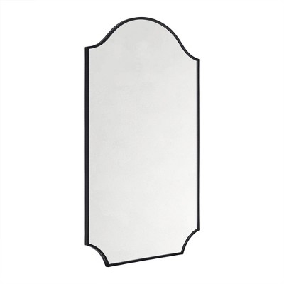 TEHOME Matt Black Scalloped Mirror 24x40, Arched Bathroom Vanity Mirror ...