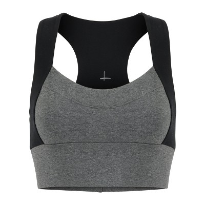 Neda Colorblock Organic Cotton Bra Top - Dark Heather Gray Dark Heather ...