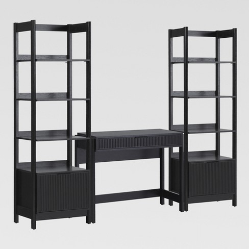 Saracina Home 3pc Transitional Writing Desk With 2 Narrow Bookcases ...