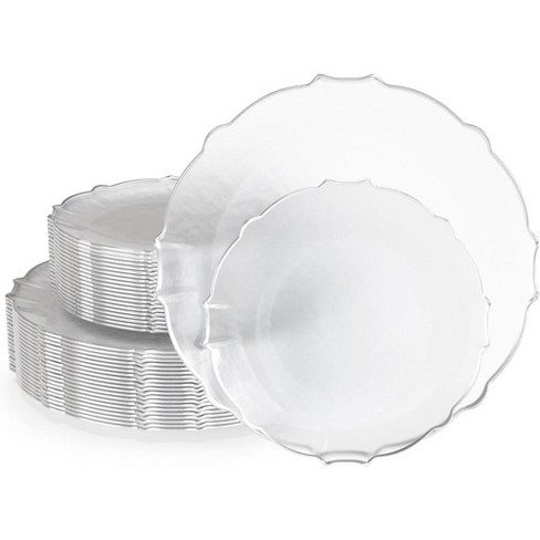 Trendables 40 Pieces Plastic Disposable Wedding Plates Set - 20 X 7.5 ...
