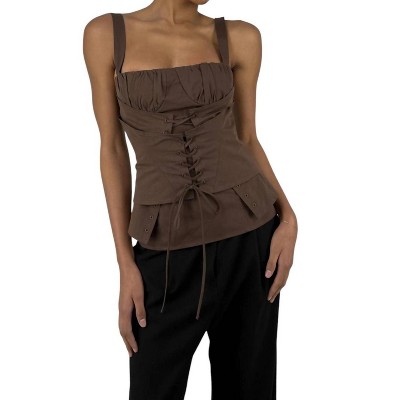 Women's Double Layer Lace Up Corset Tank - Lioness S : Target