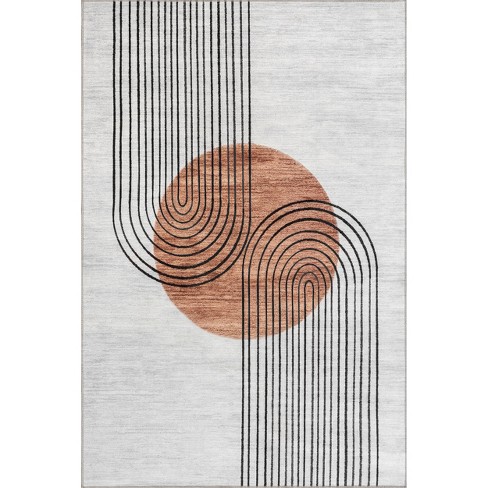 Nuloom Martine Abstract Sun Machine Washable Area Rug 4' X 6' In Beige ...