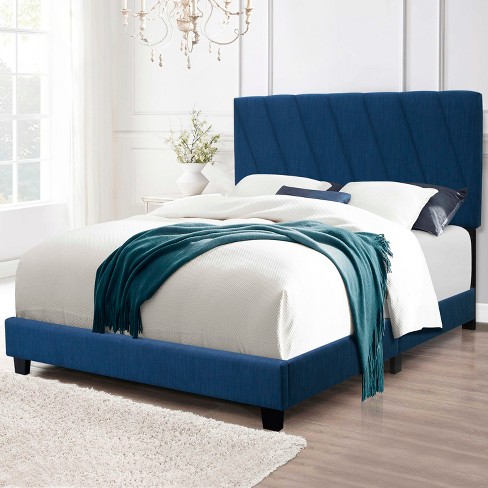 Queen Size Upholstered Platform Bed Frame With Adjustable Headboard 4w ...