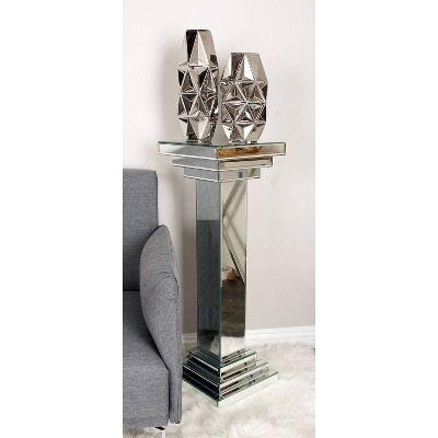 Glam Mirrored Pedestal Table Silver - Olivia & May : Target