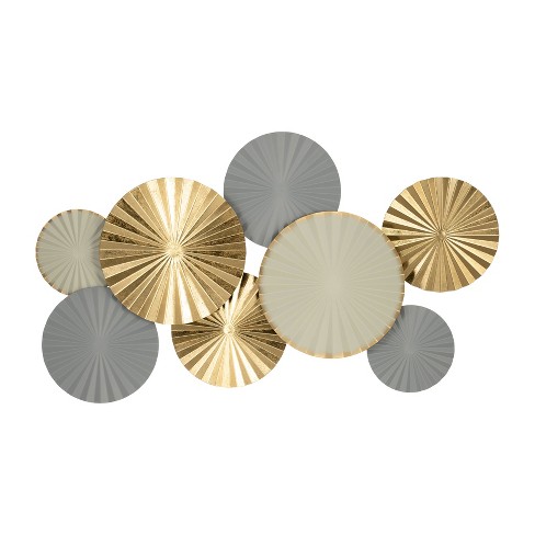 Sagebrook Home 31" Metal Pleated Wall Discs Gray: Contemporary Style ...