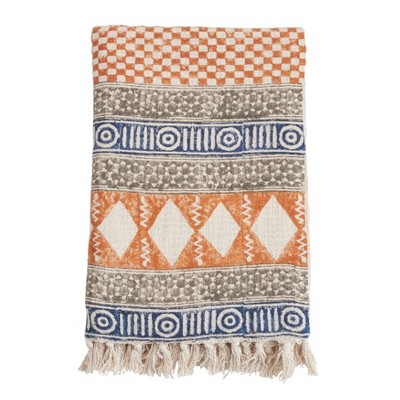 Saro Lifestyle Saro Lifestyle Block Print Design Throw, Multi, 47"x70 ...