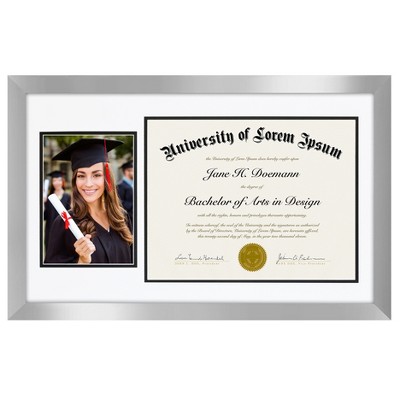 Americanflat 11x18 Graduation Frame In Silver Colored Wood With Two ...