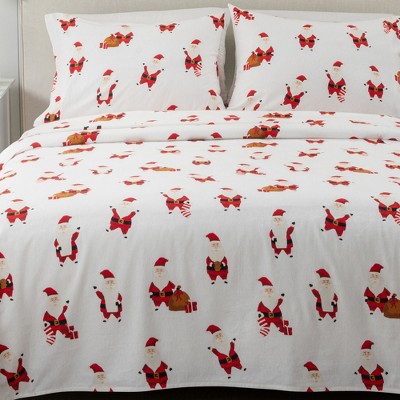 100% Cotton Christmas Flannel Sheets - Great Bay Home (queen, Jolly ...