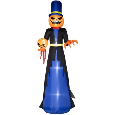 Homcom 7ft Tall Inflatable Halloween Pumpkin Reaper Light Up Yard ...