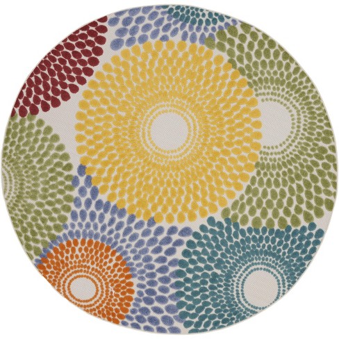 Nourison Aloha Bold Geometric Flatweave High-low Indoor Outdoor Round ...