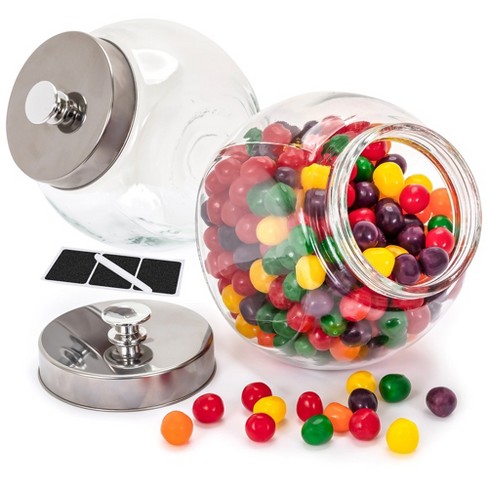 Le'raze Set Of 2 Large Glass Cookie Jars For Kitchen Counter + Marker ...