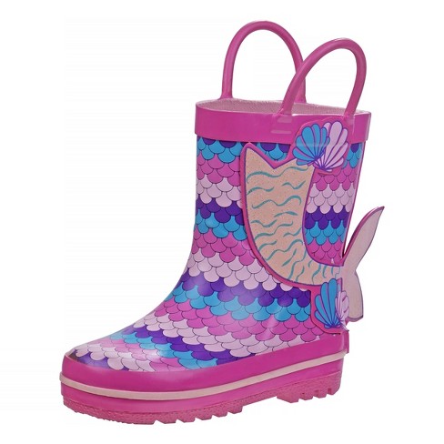 Laura Ashley Girls Mermaid Design Rain Boots With Loops : Target