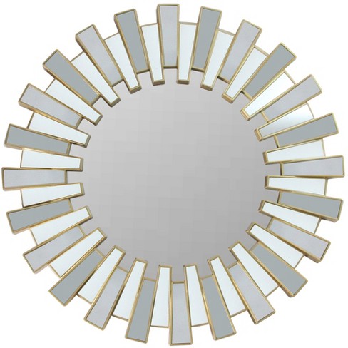 Northlight 25.5" Aztec Sunburst Matte Gold Round Wall Mirror : Target