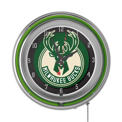 Milwaukee Bucks Logo Retro Neon Wall Clock : Target