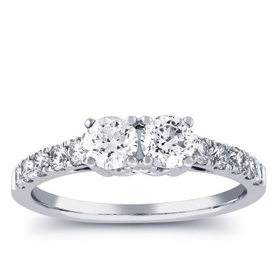 Pompeii3 1 Ct Diamond Round Cut Engagement Ring Single Row 14k White ...