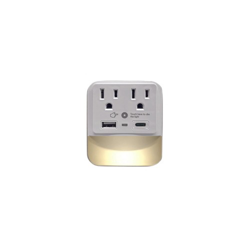 Ciao Tech 2 Outlet, 1 Usb, 1 Type-c Wall Tap Adapter With Led Night ...