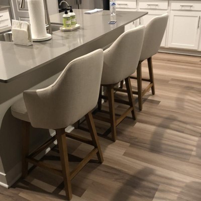 Kinston Swivel Curved Back Upholstered Counter Height Barstool ...